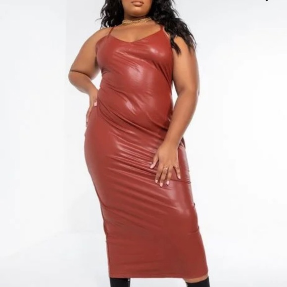 AKIRA | Dresses | Akira Stretch Vegan Leather Midi Dress | Poshmark
